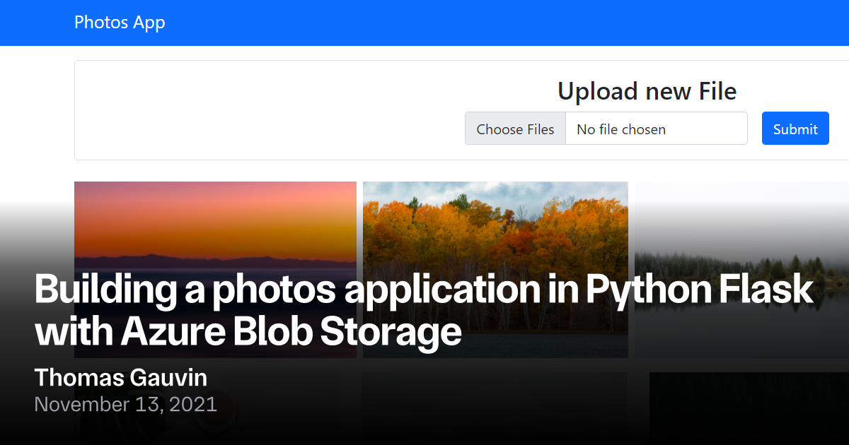 Building A Photos Application In Python Flask With Azure Blob Storage