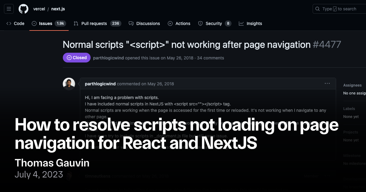 How to resolve scripts not loading on page navigation for React and NextJS How to resolve scripts not loading on page navigation for React and NextJS